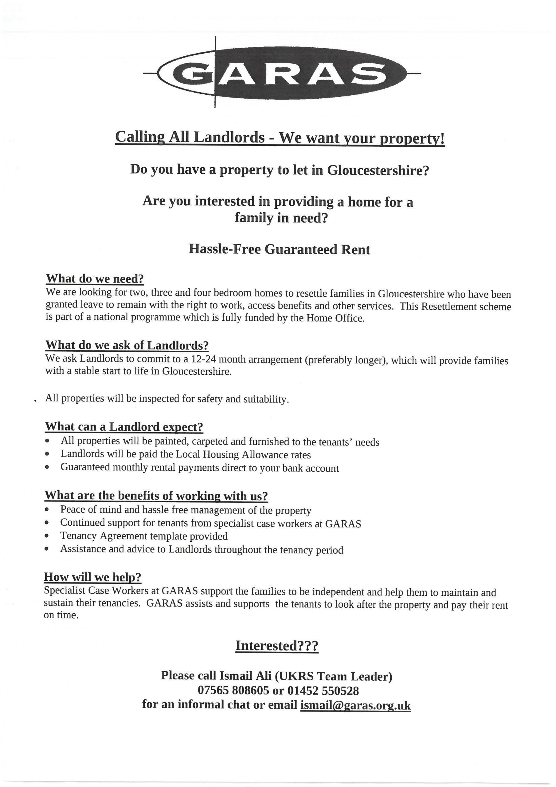 GARAS » Resettlement Scheme